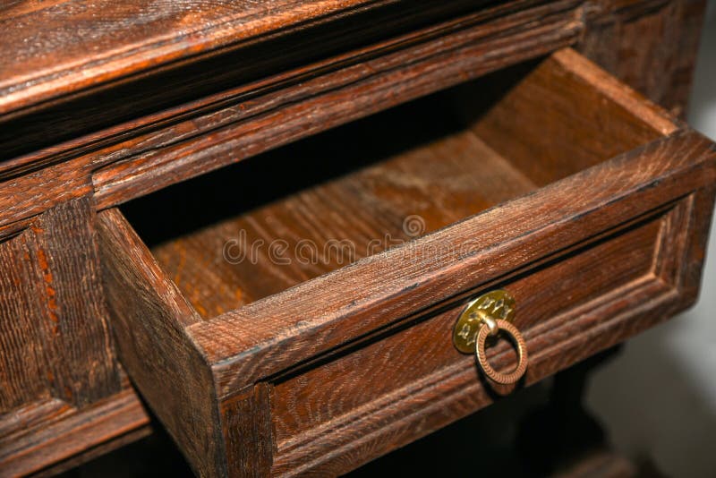 Extended Shelf with Wooden Retro Chest of Drawers Stock Photo - Image ...