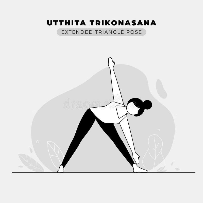 Extended Triangle Yoga Pose Illustration Stock Vector - Illustration of ...