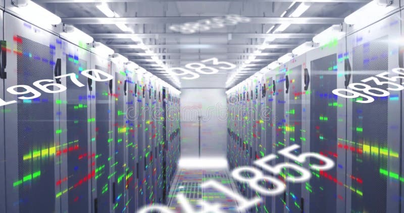 Extending Server Aisle Leading into Data Center with Blinking Status LEDs and Numerical Overlays ...