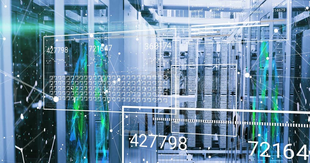 Extending Server Rack Rows Down Data Center Corridor, with Data Cables ...