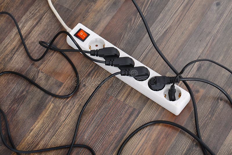 Extension block and cables stock image. Image of energy - 77435981