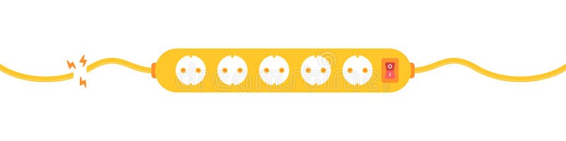Extension Cable Vector Icon. Torn Yellow Electric Cord Vector. No ...