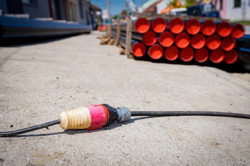 Industrial Power Outlets, Electric Plug at the Construction Site Stock ...