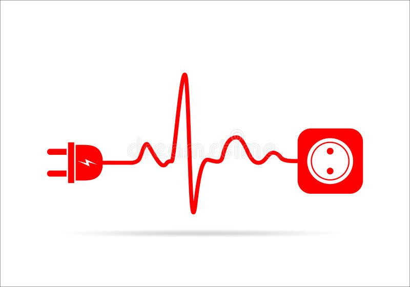 Extension Cord in the Form of Heartbeat. Vector Illustration. Stock ...