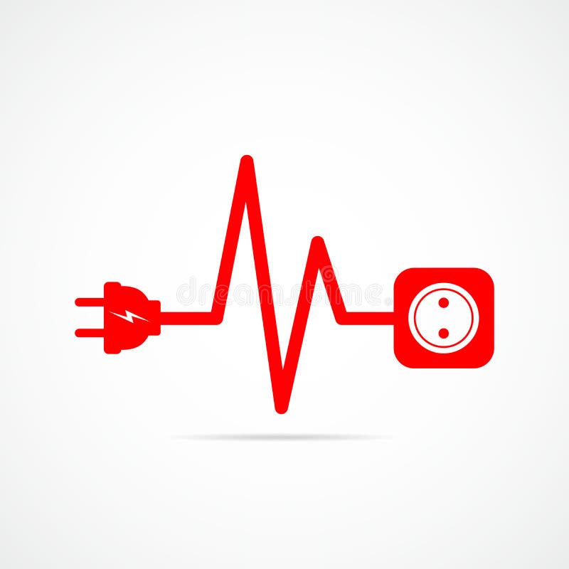 Extension Cord in the Form of Heartbeat. Vector Illustration. Stock ...