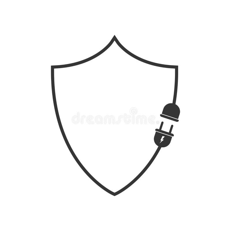 Extension Cord Icon in Shield Shape - Vector Stock Illustration ...