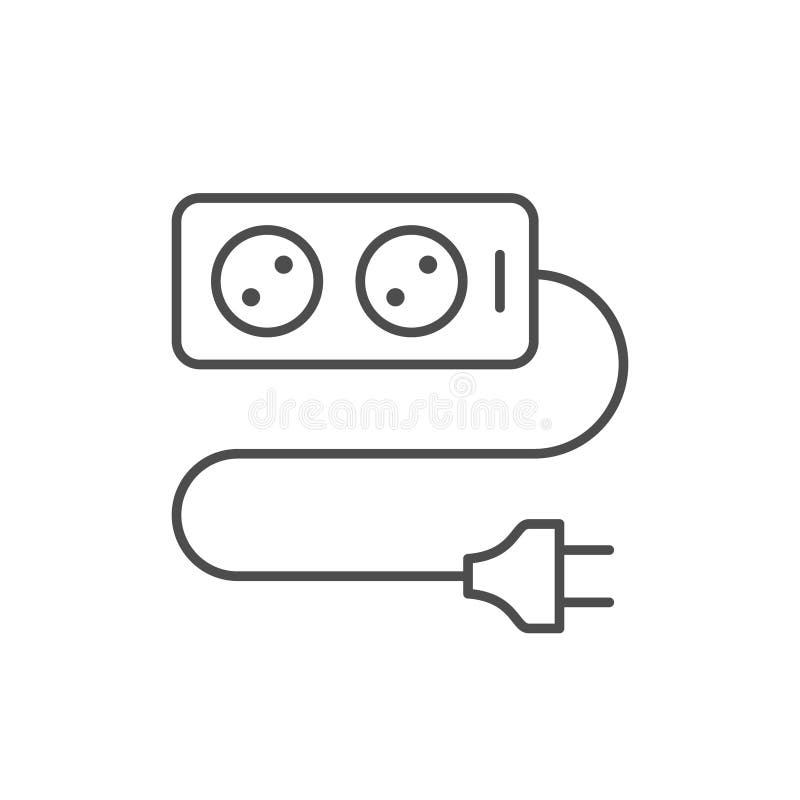 Extension Cord Line Outline Icon Stock Illustration - Illustration of ...