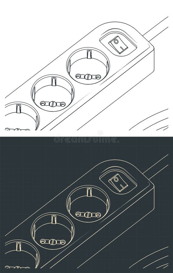 Extension Cord with 6 Sockets Close Up Stock Vector - Illustration of ...