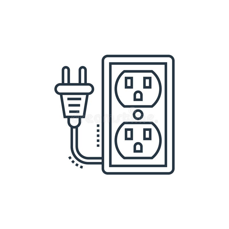 Extension Cord Vector Icon Isolated on White Background. Outline, Thin ...