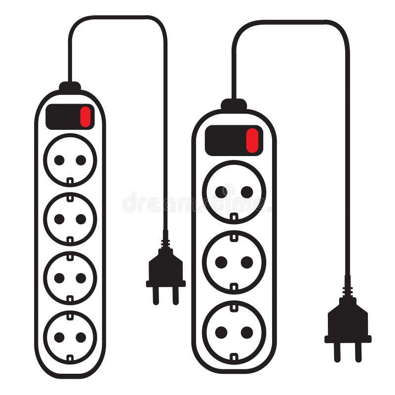 Extension Lead 3 and 4 Ways Power Strip with Switch Stock Vector ...