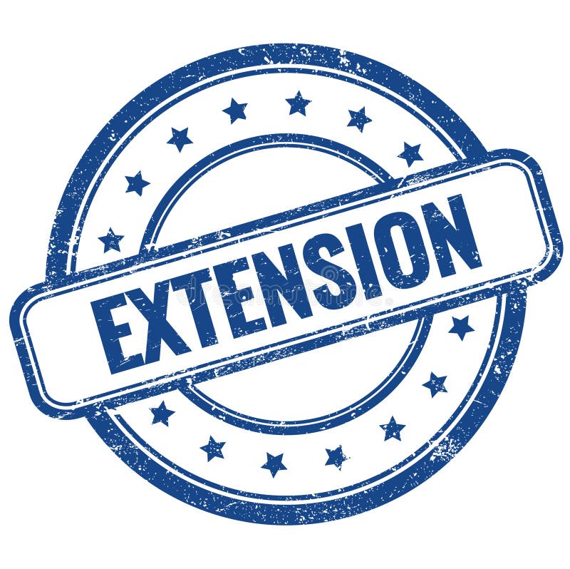 EXTENSION Text on Blue Grungy Round Rubber Stamp Stock Illustration ...