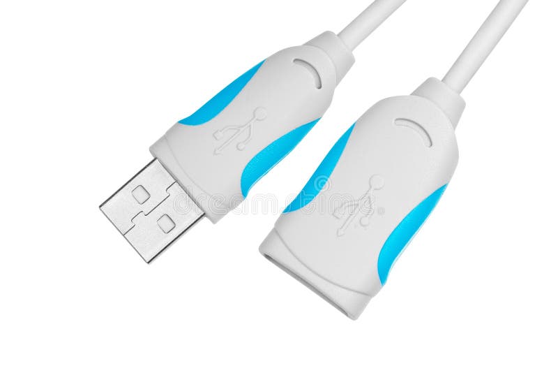 Extension USB Type a Cable Plug Isolated on White Stock Photo - Image ...