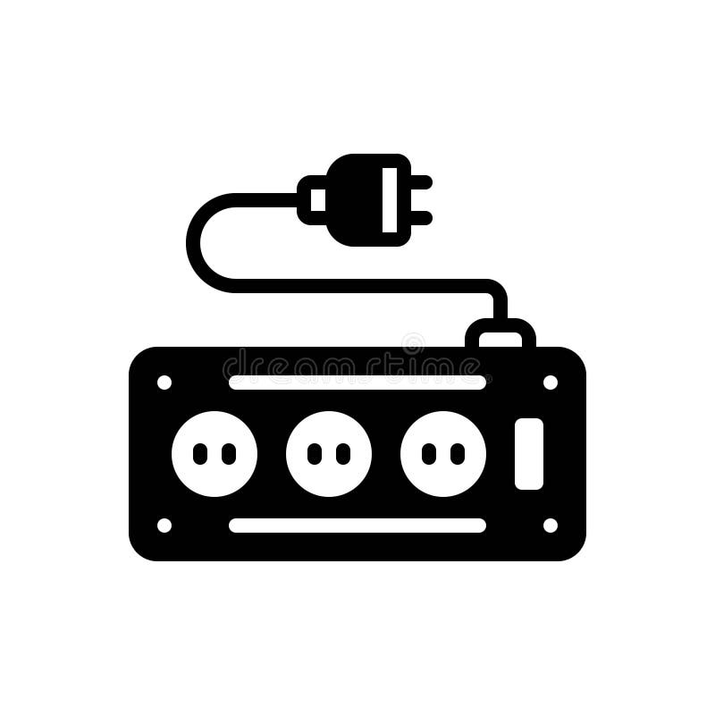 Black Solid Icon for Extensions, Addition and Add Stock Illustration ...