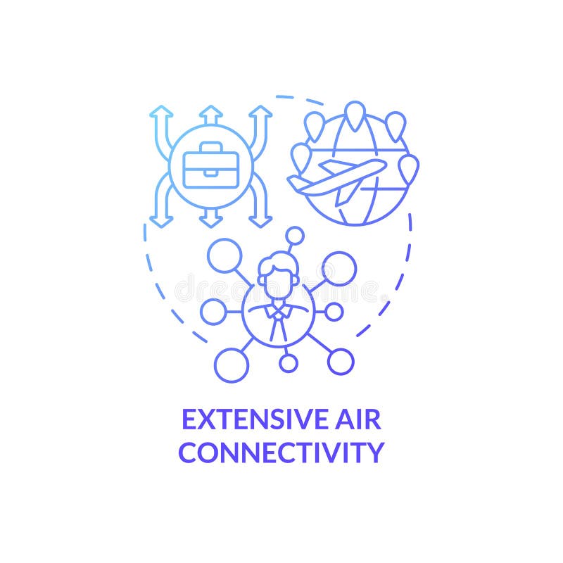 Extensive Air Connectivity Blue Gradient Concept Icon Stock Vector ...