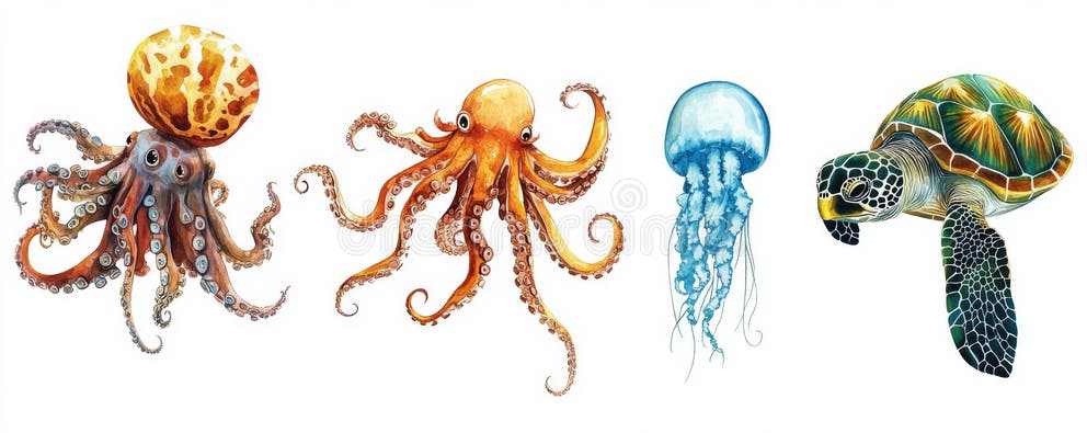 Extensive Array of Aquatic Animals. Charming Undersea Bundle Including ...