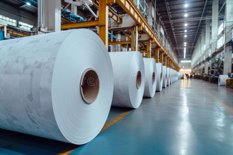 An Extensive Array of Large Rolls of Finished Paper is Displayed within ...