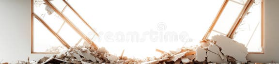 Extensive Ceiling Collapse Interior Damage Bright Lighting Stock ...