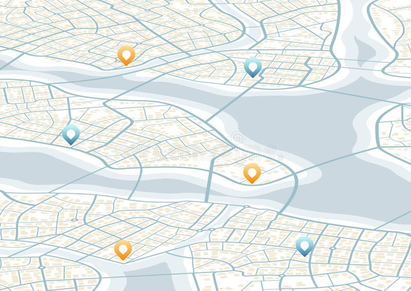 Extensive City Scheme Featuring Points of Interest. Abstract Navigation ...