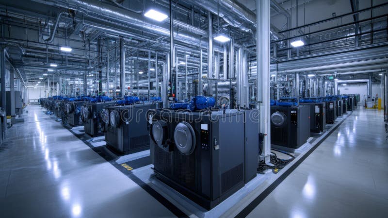 Extensive Data Center with Rows of Modern Servers and Advanced Cooling ...
