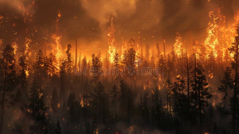 An Extensive Forest Engulfed in Raging Wildfires Stock Photo - Image of ...