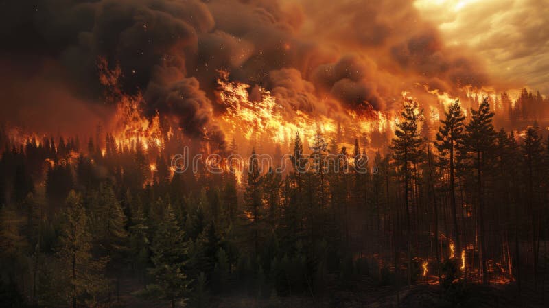 An Extensive Forest Engulfed in Raging Wildfires Stock Image - Image of ...