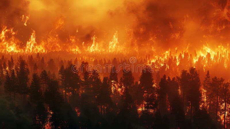 An Extensive Forest Engulfed in Raging Wildfires Stock Photo - Image of ...