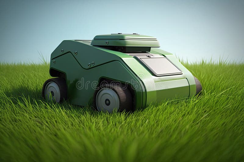 Extensive Grass Mowed with a Robot Lawn Mower Stock Illustration ...