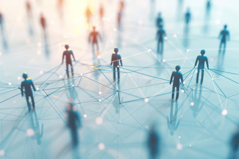 An Extensive Group of Simple Human Shapes Connected by Lines Stock ...