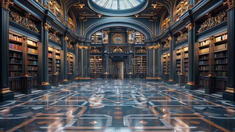 Extensive Library with Numerous Bookshelves Stock Image - Image of ...