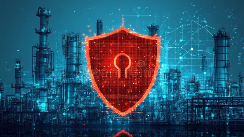 An Extensive Manufacturing Site with a Digital Shield Overhead ...