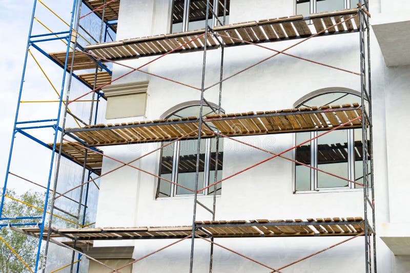 Extensive Scaffolding for Building a New House. Constraction of ...