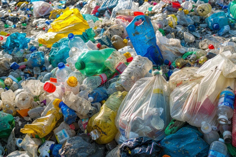 An Extensive View of a Landfill Packed with Plastic Waste, Including ...