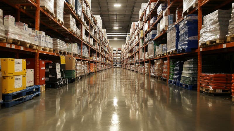 Extensive Warehouse Inventory Storage Facility Stock Illustration ...