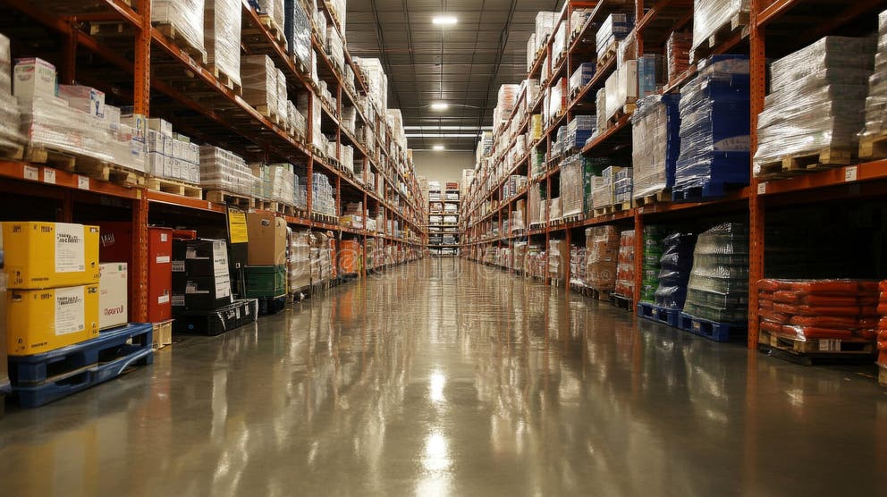 Extensive Warehouse Inventory Storage Facility Stock Illustration ...