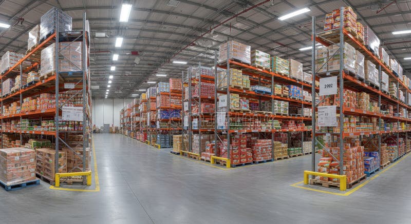 Extensive Warehouse Inventory Storage Rows of Highbay Racking Filled ...