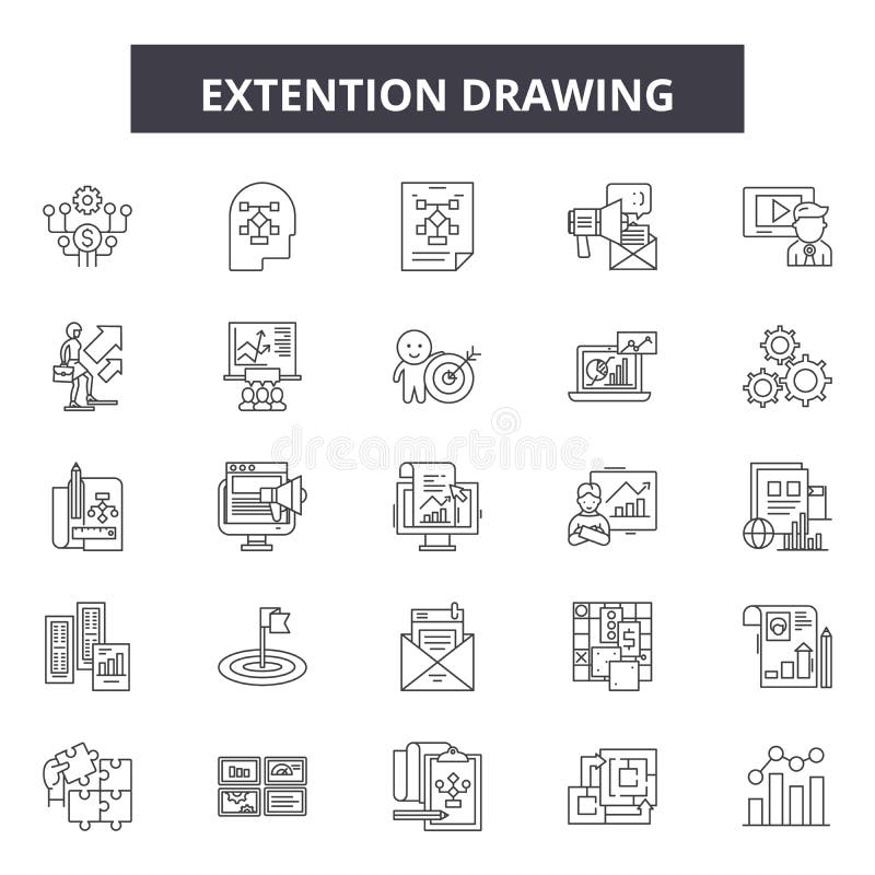 Extention Drawing Line Icons, Signs, Vector Set, Outline Illustration ...