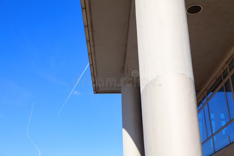 Exterior Columns of the Building Stock Image - Image of blue, factory ...