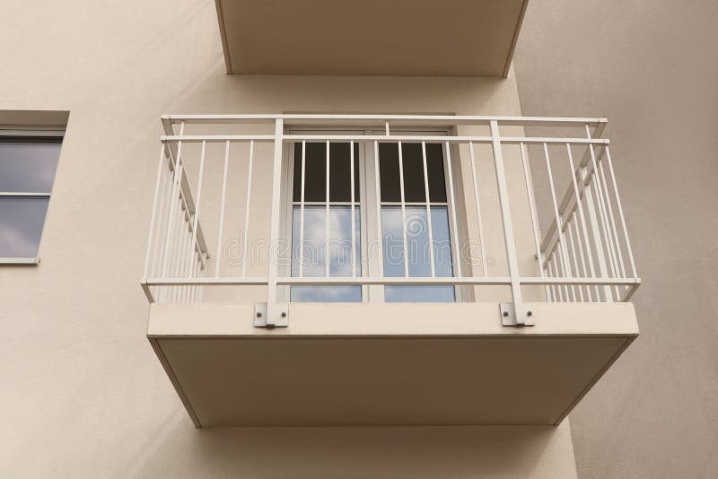 Exterior of Beautiful Building with Empty Balcony Stock Image - Image ...