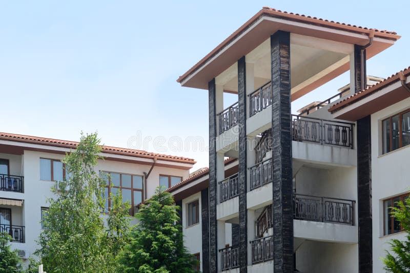 Exterior of Beautiful Building with Staircase and Balconies Stock Image ...