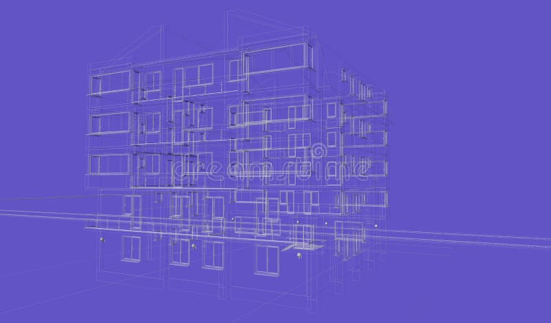 Exterior Building Wireframes, Design Rendering, Architecture Stock ...