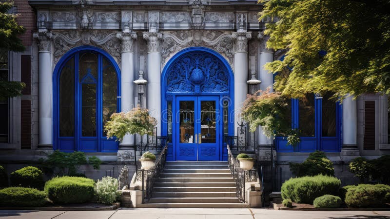 Exterior blue library stock illustration. Illustration of paint - 374971662