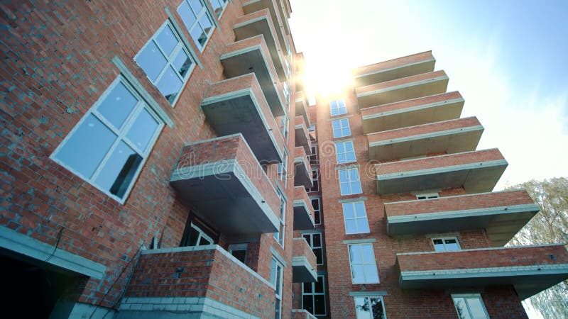 The Exterior of a Brick House without a Facade. Multi-storey Building ...