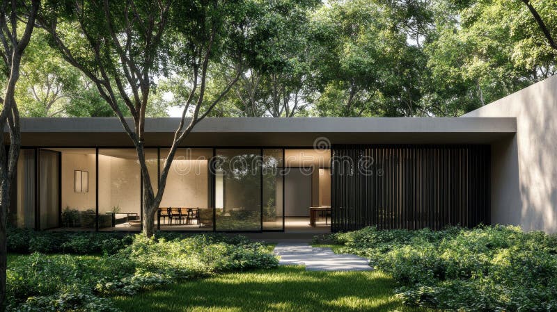 The Exterior of a Building Features Sizable Windows Accompanied by ...