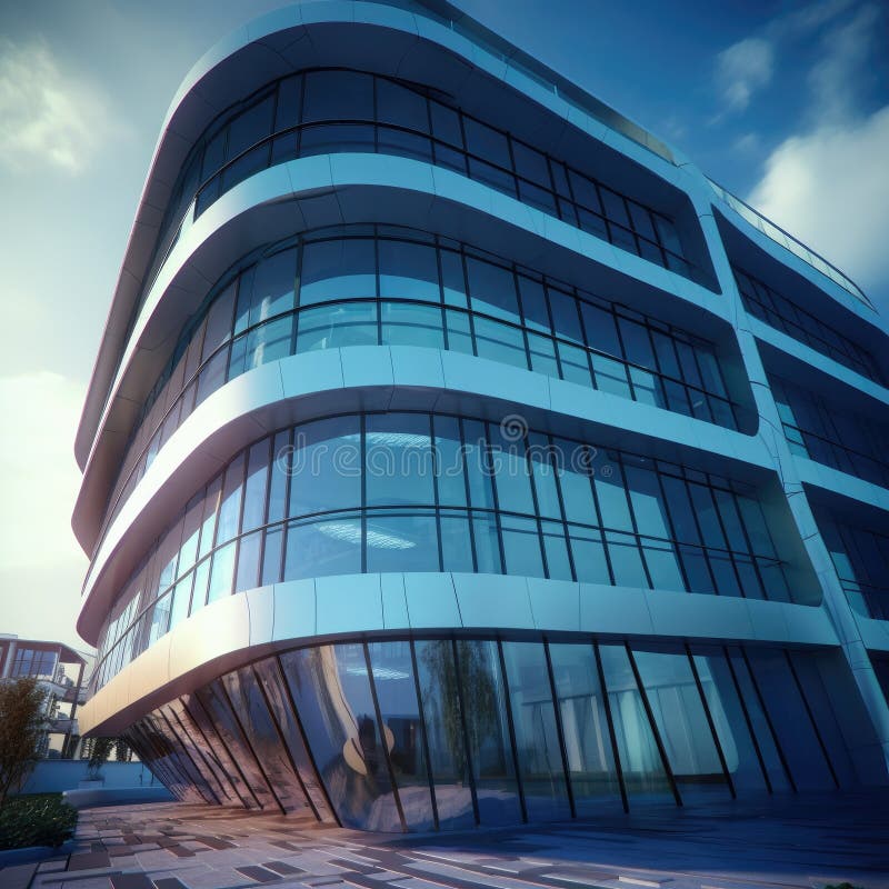 The Exterior of the Building of the Future. Glass Facade Stock Image ...