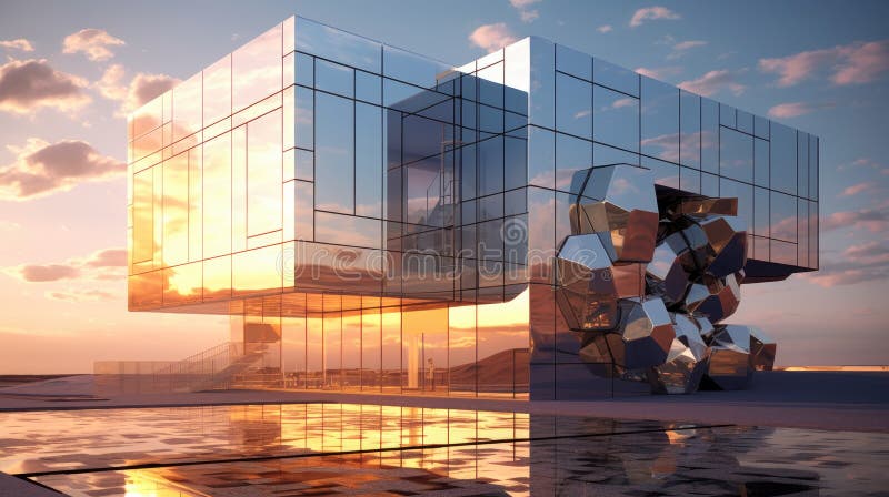 The Exterior of the Building of the Future. Glass Facade Stock ...