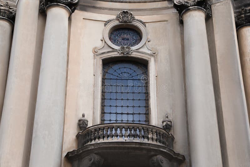 Exterior of Beautiful Cathedral with Balcony and Columns Stock Photo ...