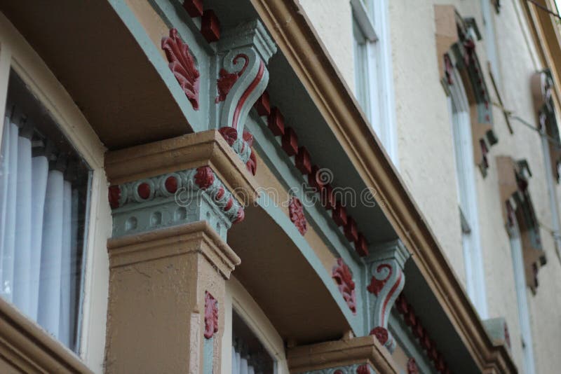 Exterior Close Up of Historical Downtown Building Stock Image - Image ...