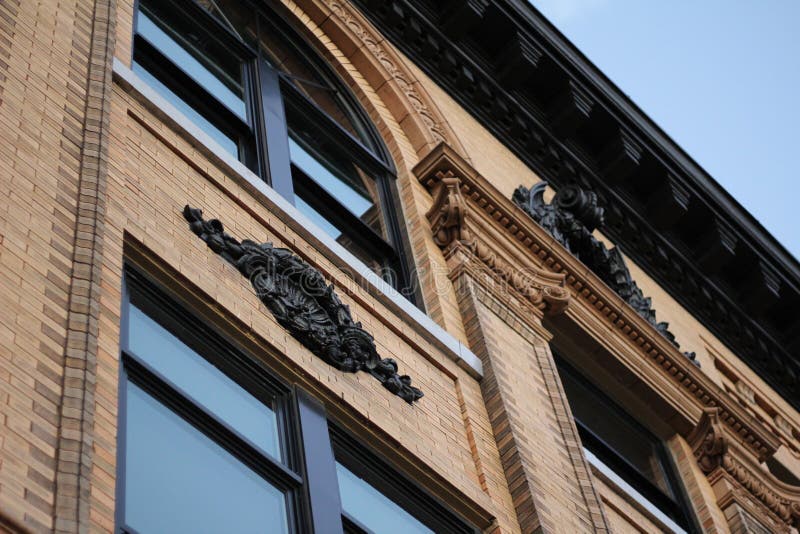 Exterior Close Up of Historical Downtown Building Stock Photo - Image ...