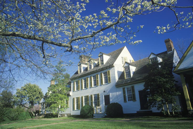 Exterior of Colonial Home in Historical Williamsburg, Virginia in ...