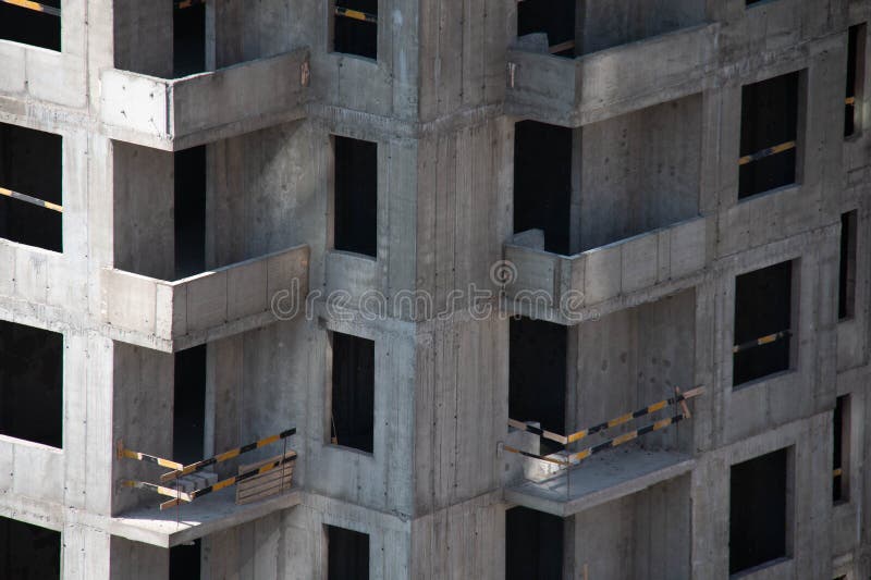Exterior of Concrete Wall Frame of Building Under Construction ...
